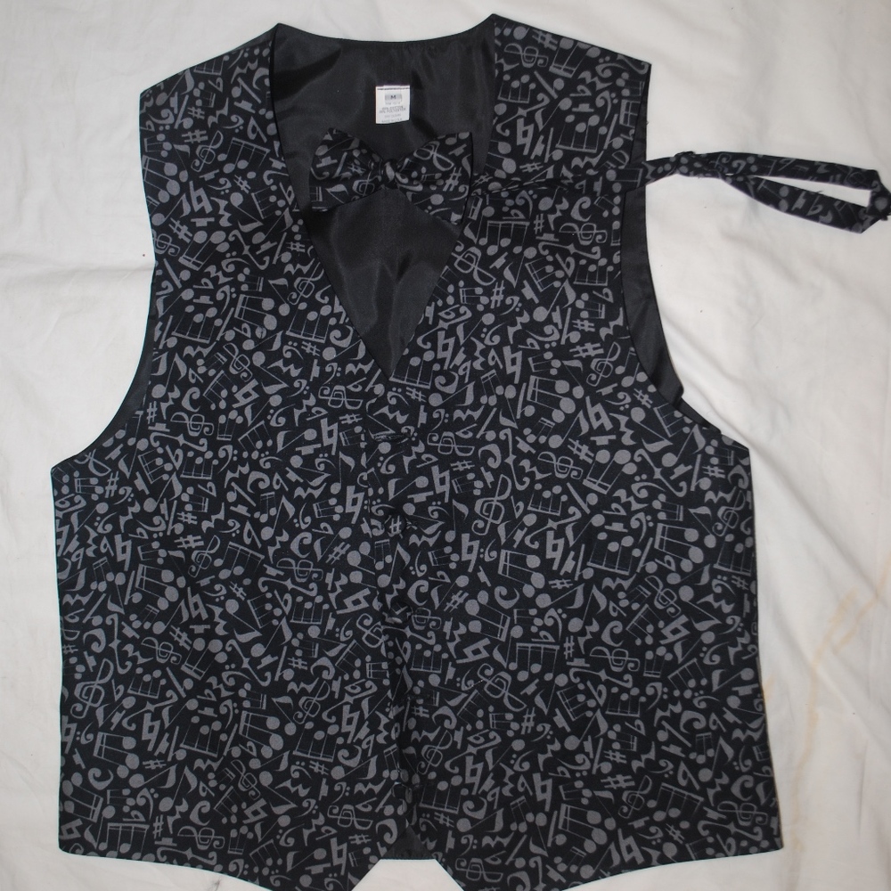 Musical Notes Tux Vest And Bowtie Medium - Gem